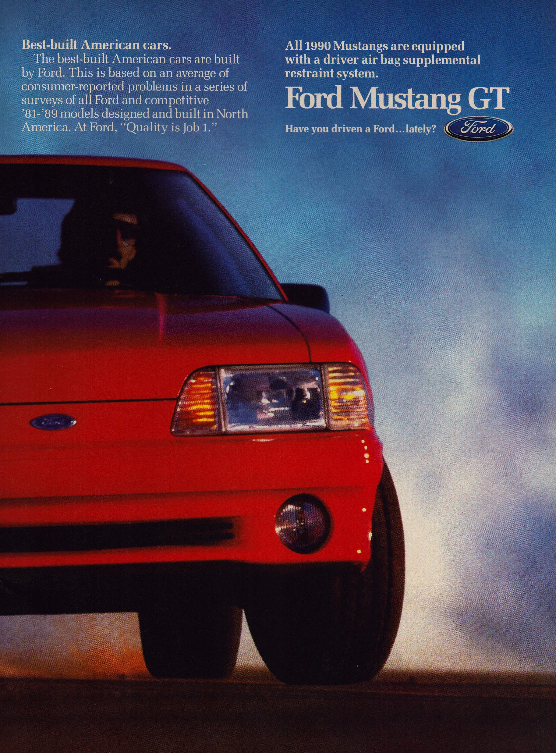 Vintage Car Wall Art 1990 Ford Mustang GT Classic Auto Decor Garage ...