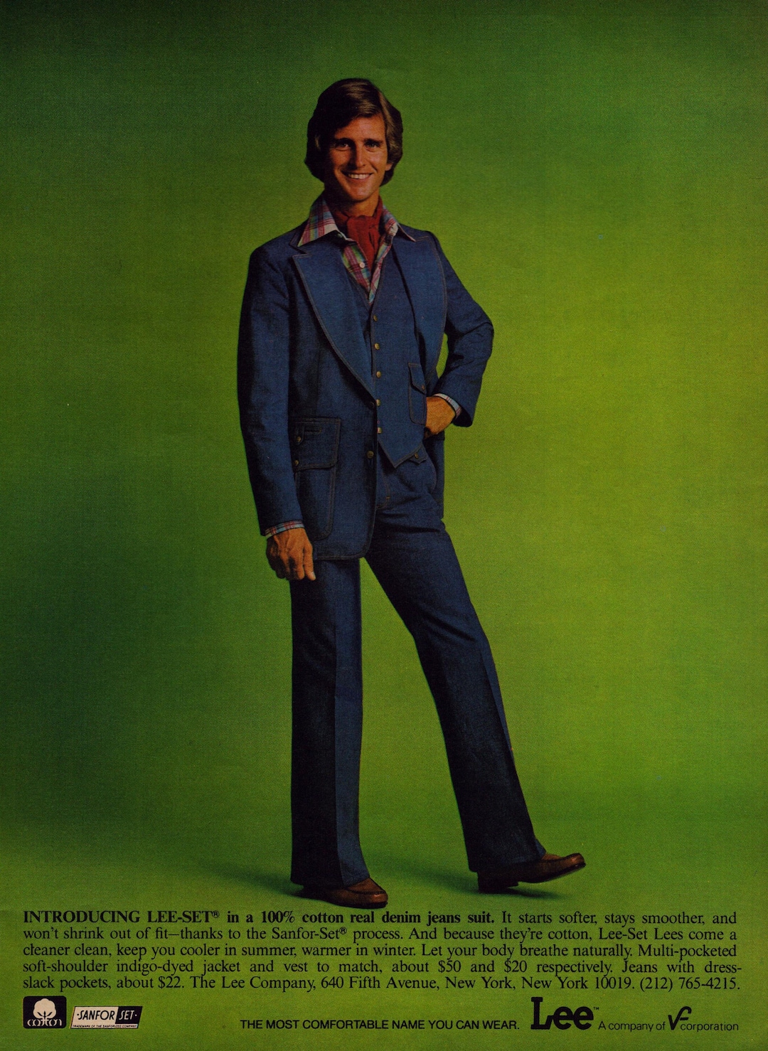1976 Lee-set Denim Leisure Suit Vintage Print Ad, Retro Classic ...