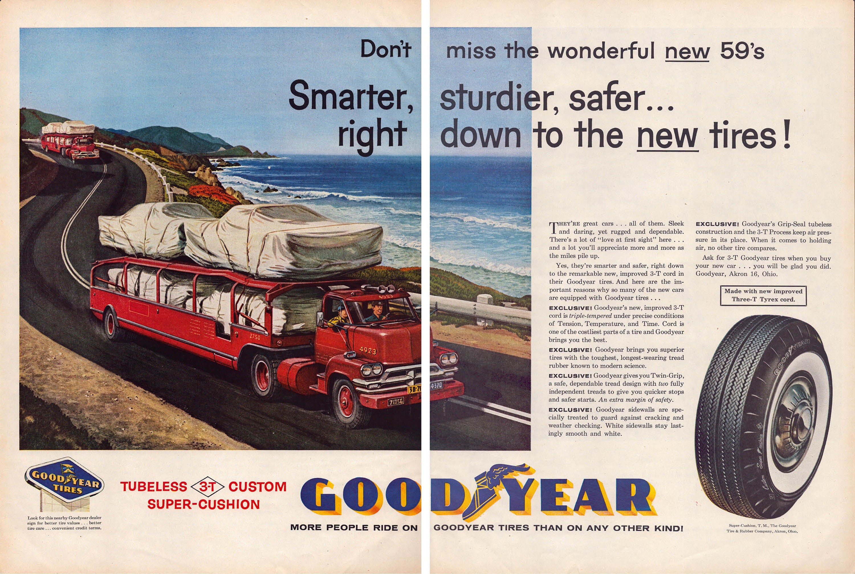 1959 Goodyear Tires Vintage Print Ad, Retro Classic Advertisement ...