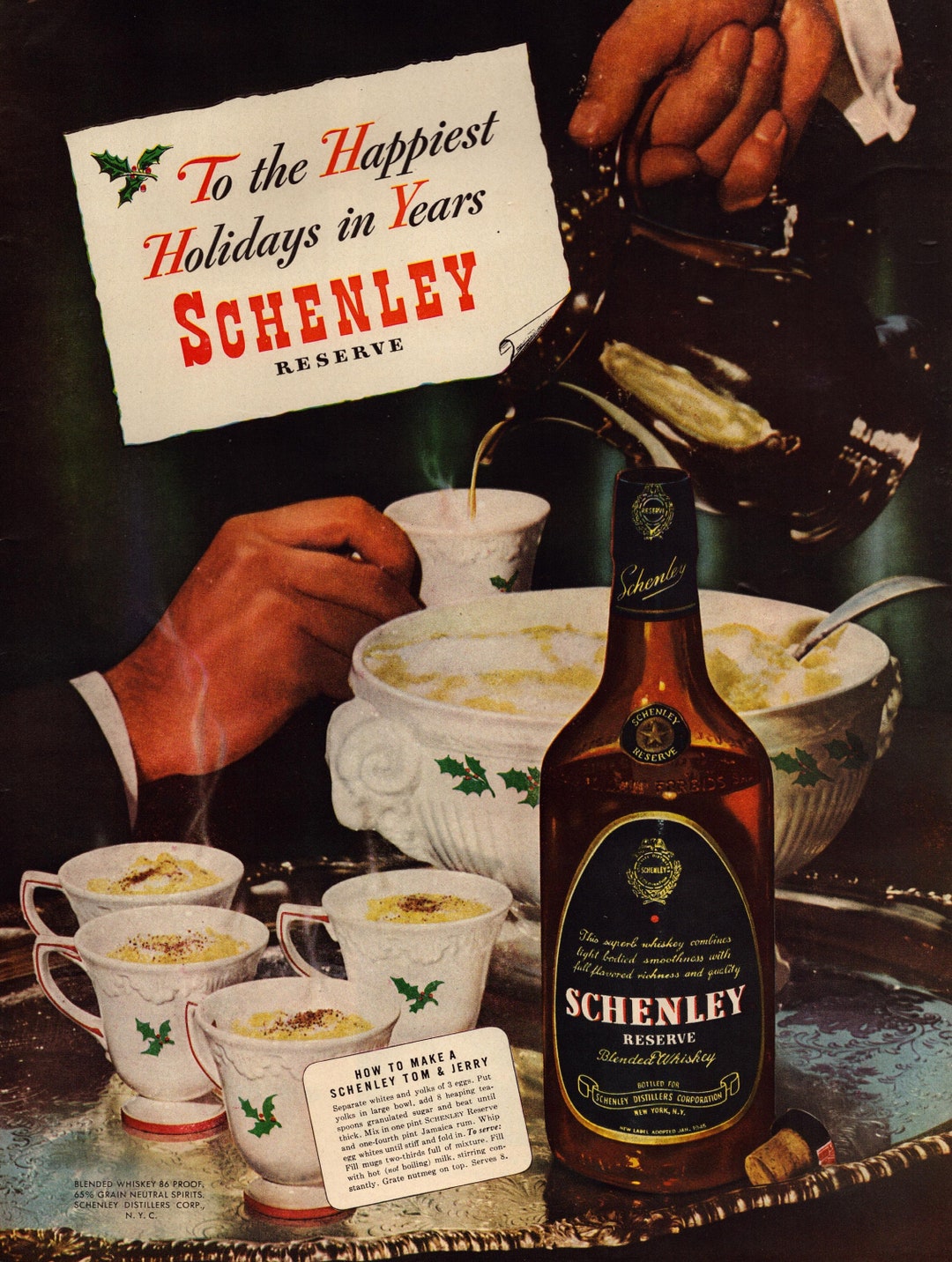 1945 Schenley Reserve Blended Whiskey Vintage Print Ad, Retro Classic ...
