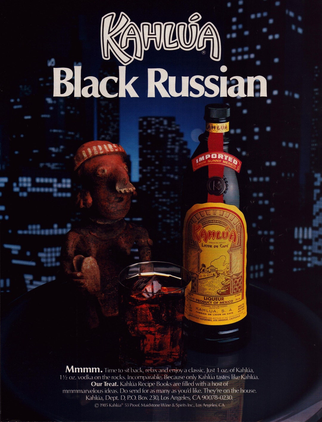 1985 Kahlua Liqueur Vintage Print Ad, Black Russian, Retro Classic ...