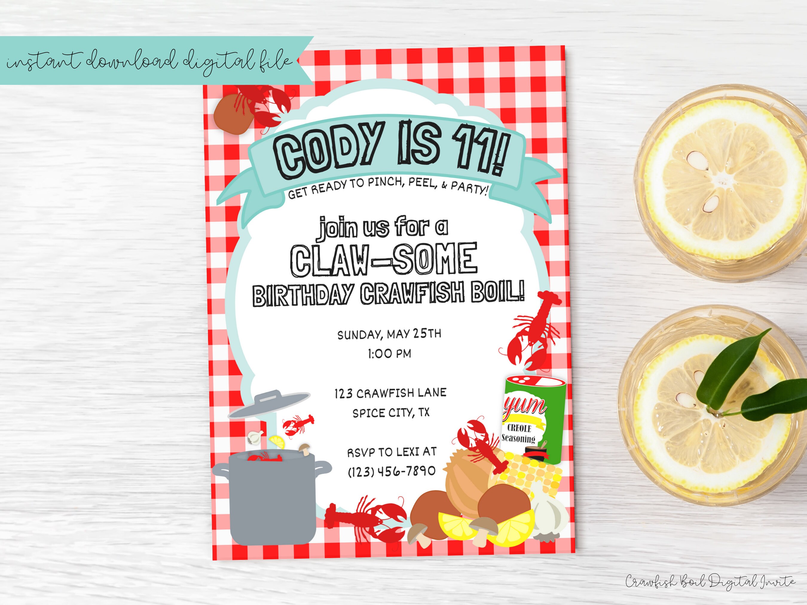 Crawfish Boil Birthday Invitation, Easter Crawfish Boil Invite ...