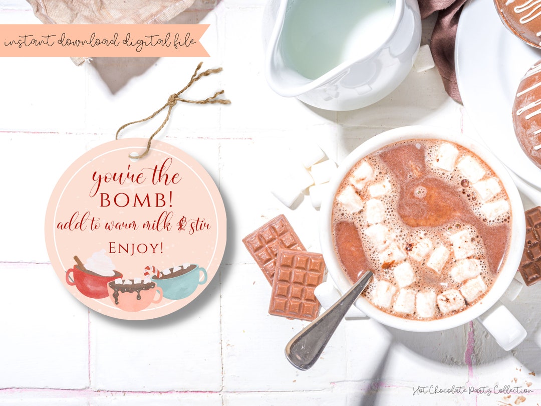 Hot Chocolate Bomb Tag Instant Download, 3x3 Inch Hot Chocolate Bomb ...