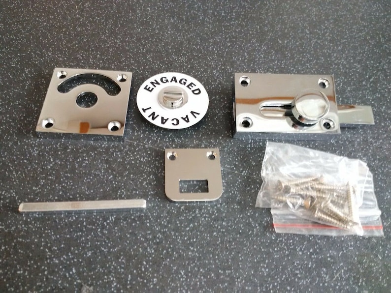Chrome Vacant Engaged Toilet Bathroom Door Lock Indicator Sliding Bolt ...