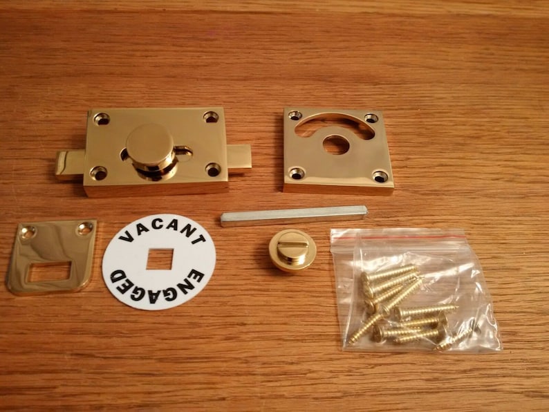 Brass Vacant Engaged Toilet Bathroom Door Lock Indicator Sliding Bolt ...