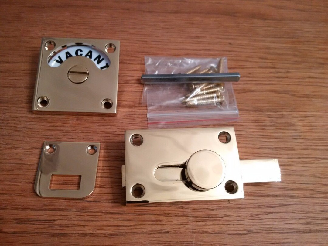 Brass Vacant Engaged Toilet Bathroom Door Lock Indicator Sliding Bolt ...
