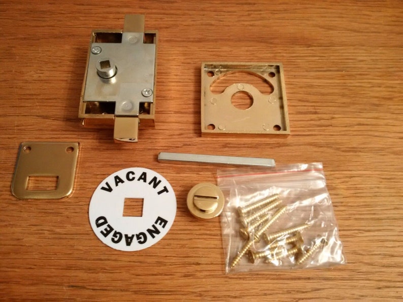 Brass Vacant Engaged Toilet Bathroom Door Lock Indicator Sliding Bolt ...