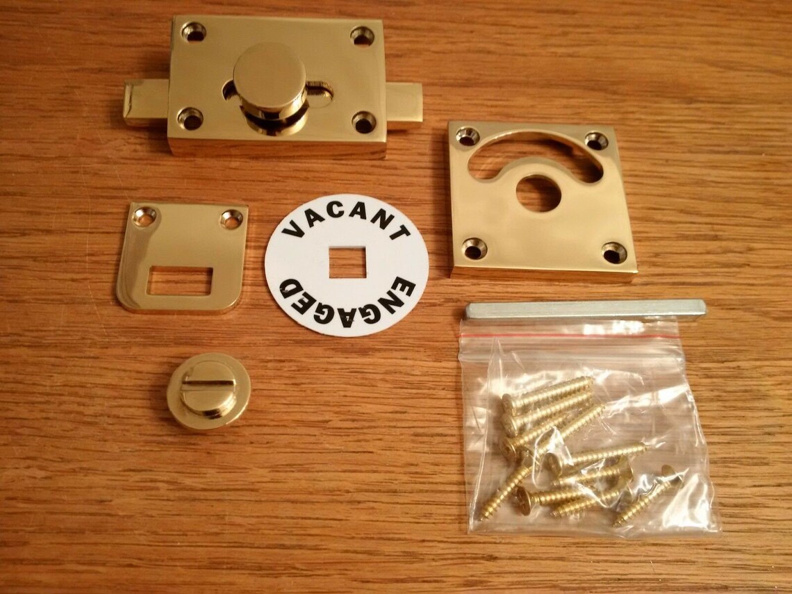 Brass Vacant Engaged Toilet Bathroom Door Lock Indicator Sliding Bolt ...
