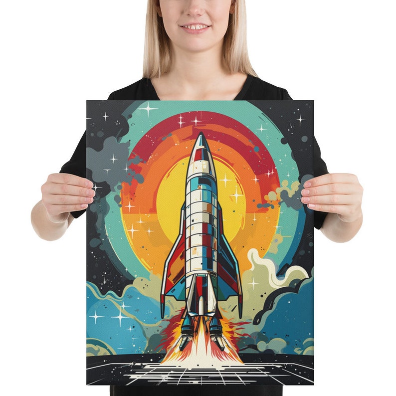 Spaceship Painting Wall Art Canvas Print Space Wall Art Space Rocket ...