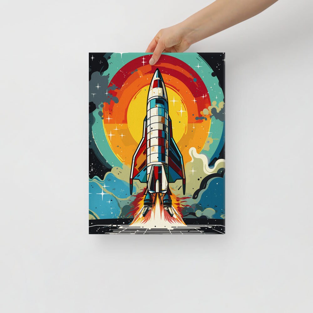 Spaceship Painting Wall Art Canvas Print Space Wall Art Space Rocket ...
