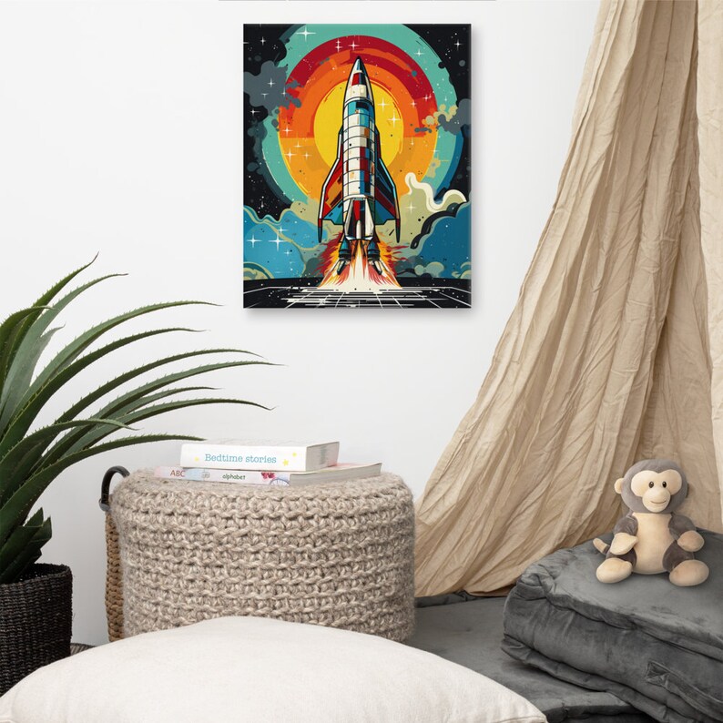 Spaceship Painting Wall Art Canvas Print Space Wall Art Space Rocket ...