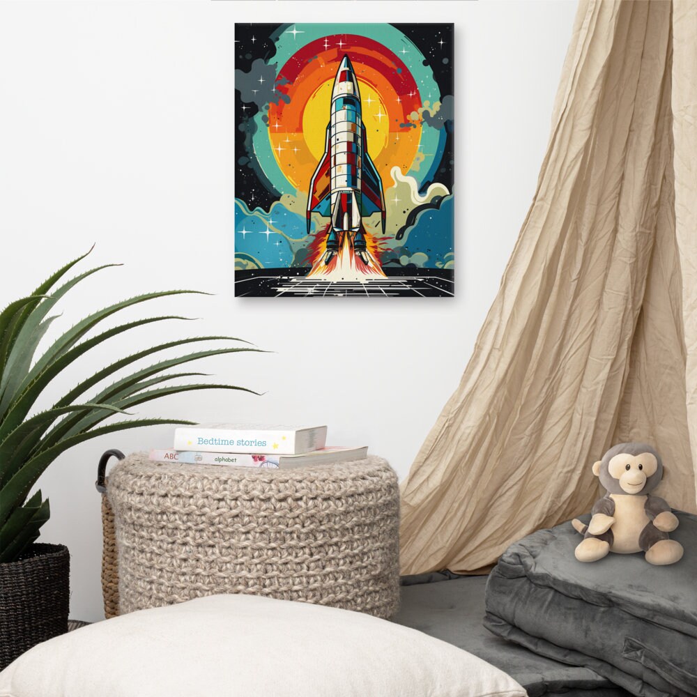 Spaceship Painting Wall Art Canvas Print Space Wall Art Space Rocket ...