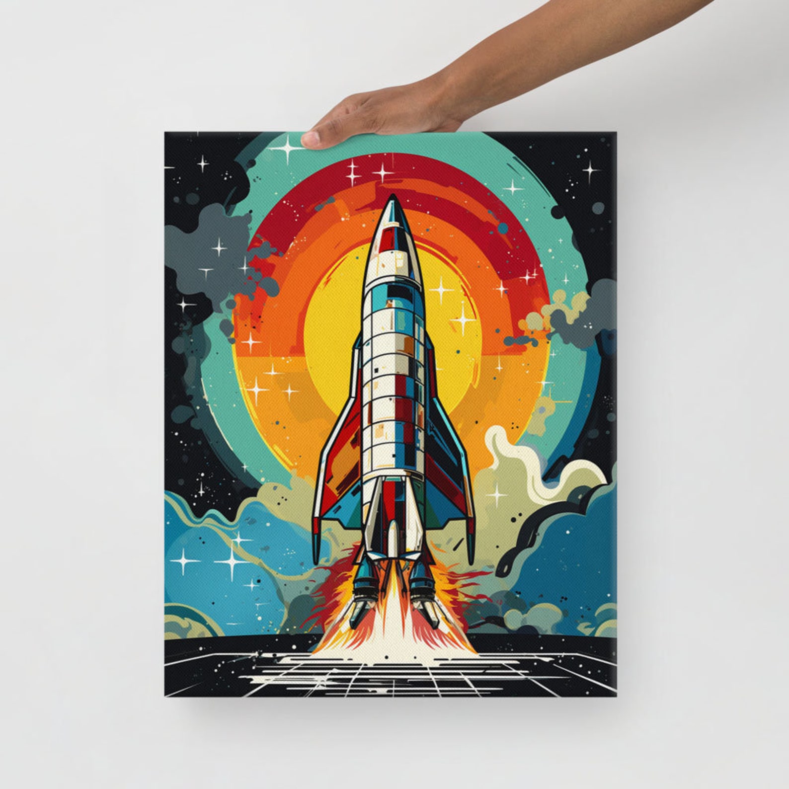 Spaceship Painting Wall Art Canvas Print Space Wall Art Space Rocket ...