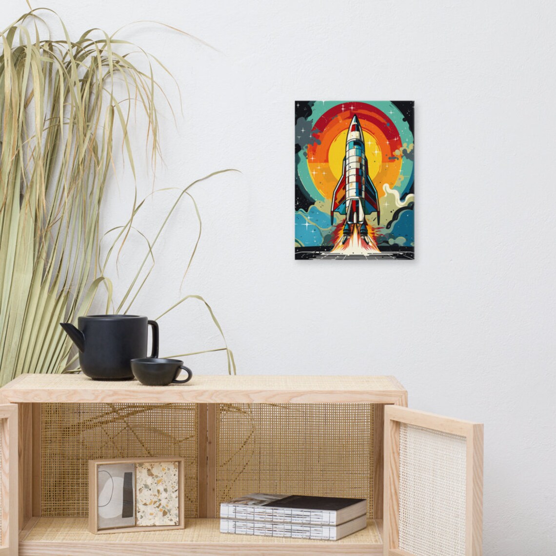 Spaceship Painting Wall Art Canvas Print Space Wall Art Space Rocket ...