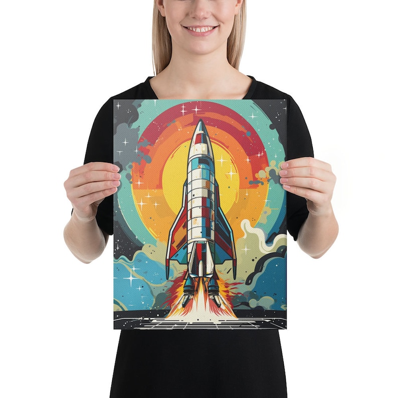 Spaceship Painting Wall Art Canvas Print Space Wall Art Space Rocket ...