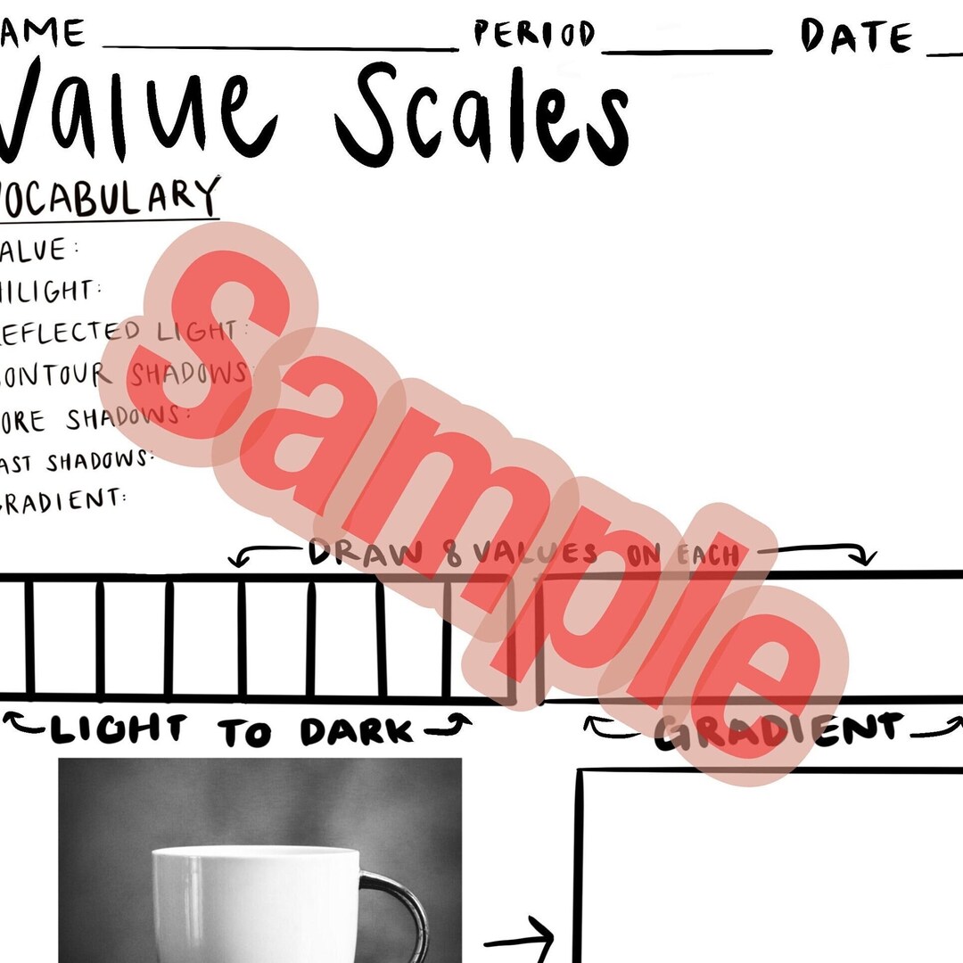 Into to Value Scales Worksheet Art Teacher - Etsy