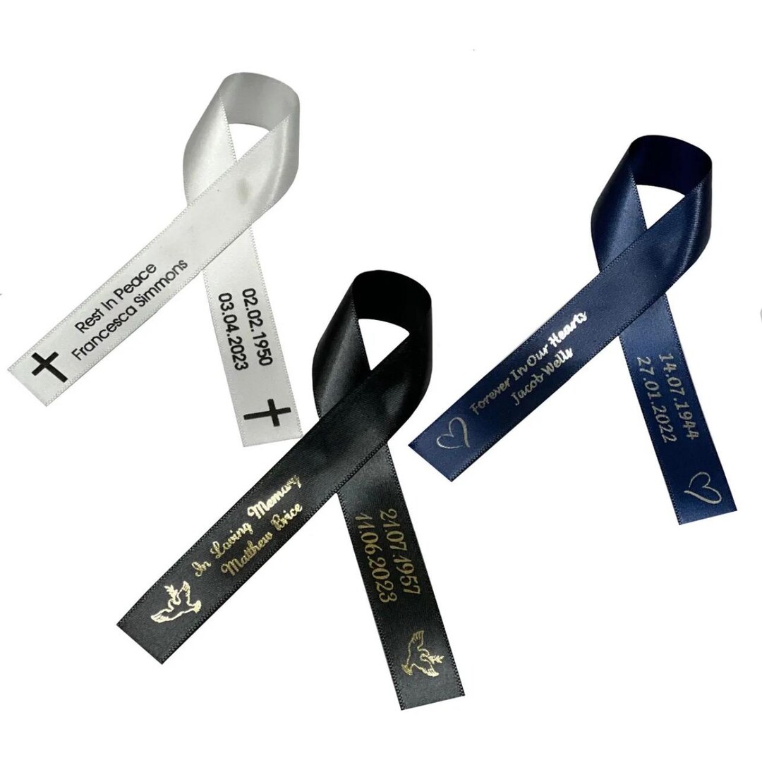 Personalised Memorial Ribbon Pins - Brooch - Funeral Ribbons - in ...