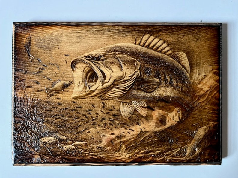 Fish Laser Burn Wood Art, Fish Home Decor, Fishing Gift, Fishing Wall ...