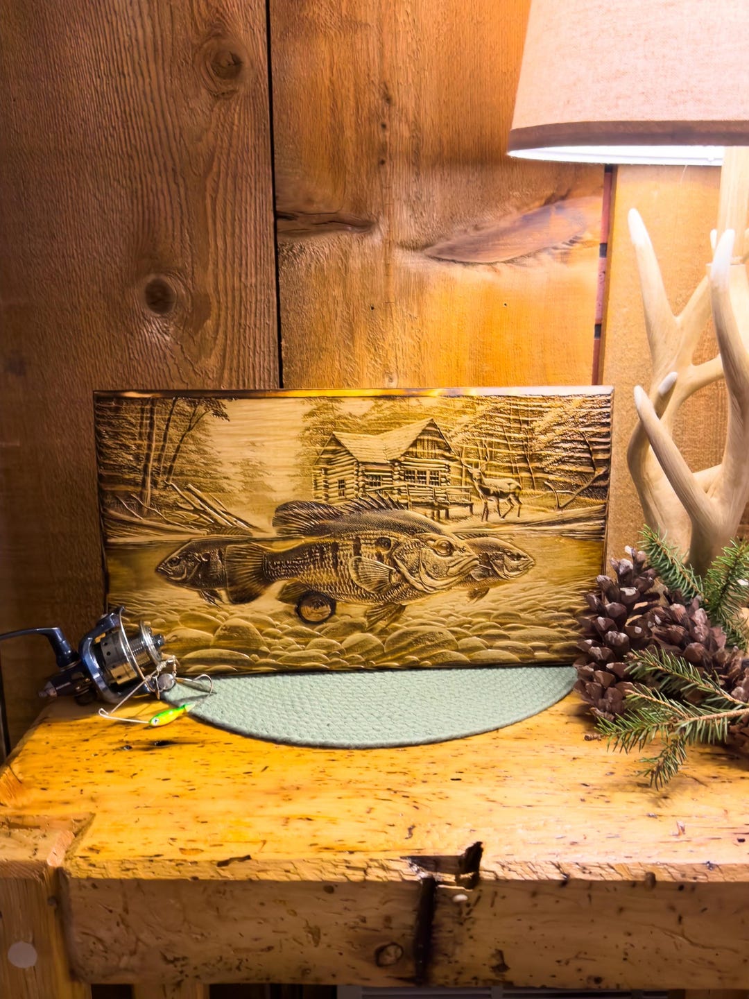 Fish Laser Burn Wood Art, Fish Home Decor, Fishing Gift, Fishing Wall ...