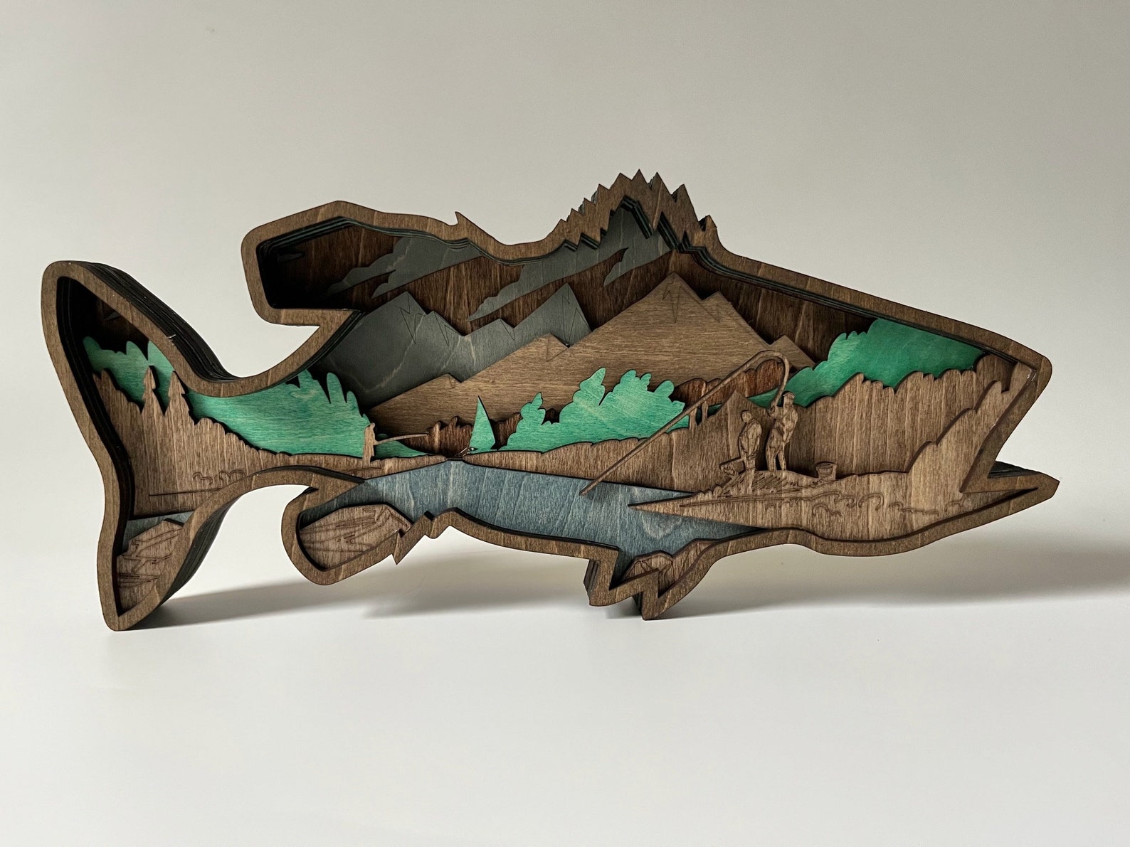 Fish Layered 3D Art Decor, Fathers Day Gift, Man Cave Decor, Fishing ...