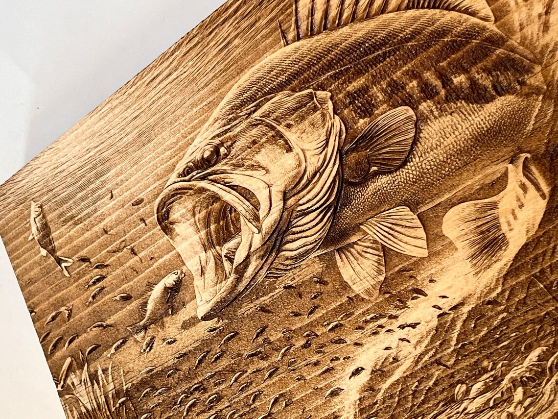 Fish Laser Burn Wood Art, Fish Home Decor, Fisherman Gift, Fish Man ...