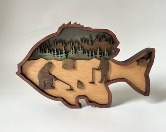 Fish Layered 3D Art Decor, Musky, Fathers Day Gift, Man Cave Decor ...