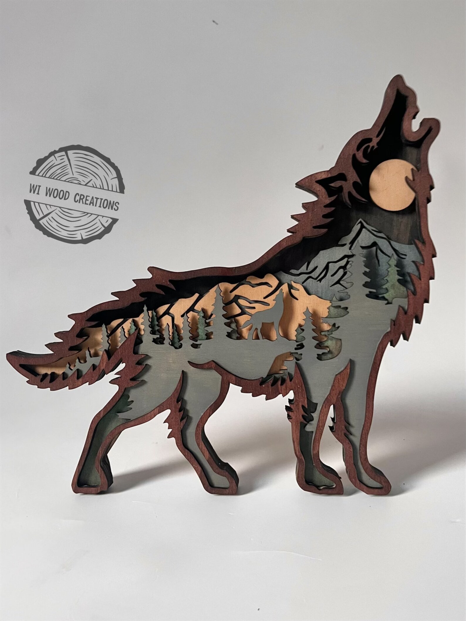 Wolf Layered 3D Wood Art, Wolf Home Decor, Wolf Father's Day Gift, Wolf ...