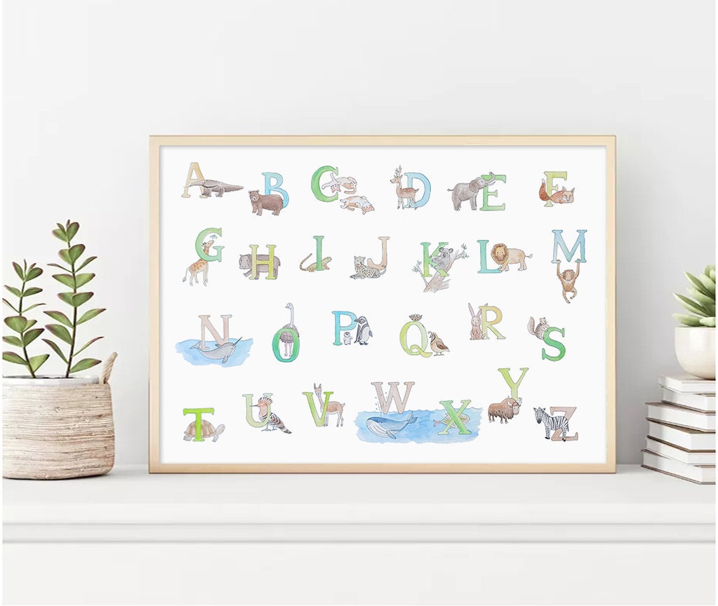 Large Colouring Animal Alphabet Poster for Children - Etsy