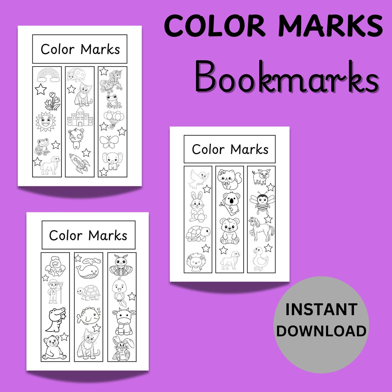 DIY Color-yourself Bookmarks for Kids - Fun Craft Activity, Set of 9 ...