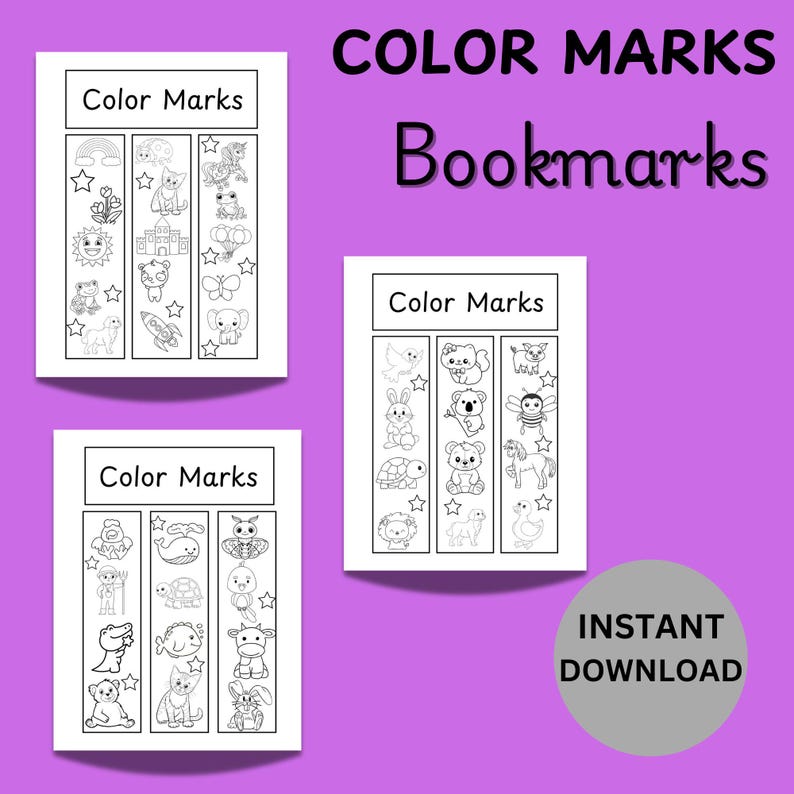 DIY Color-yourself Bookmarks for Kids - Fun Craft Activity, Set of 9 ...