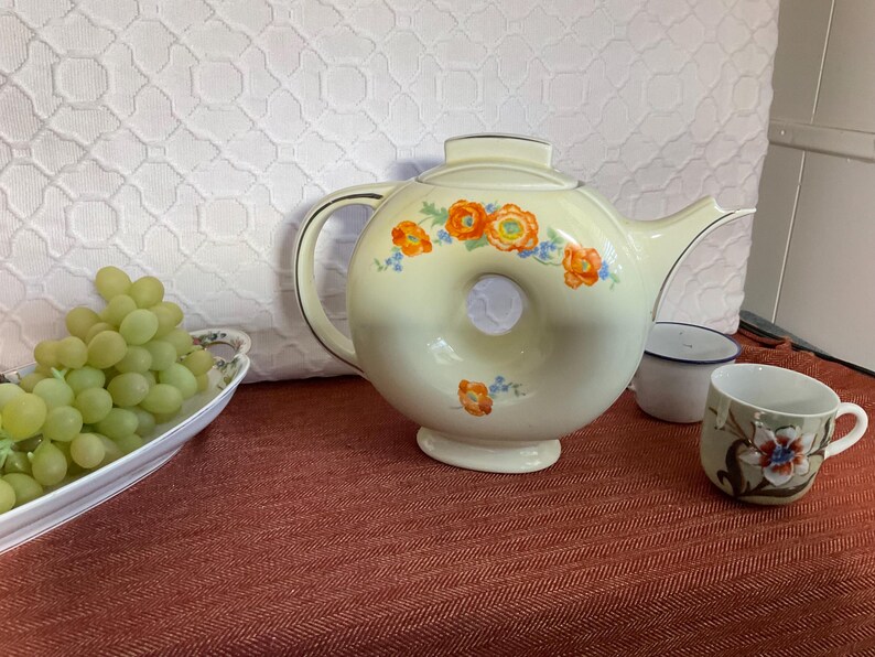 1930s Hall Orange Popy Donut Teapot. - Etsy