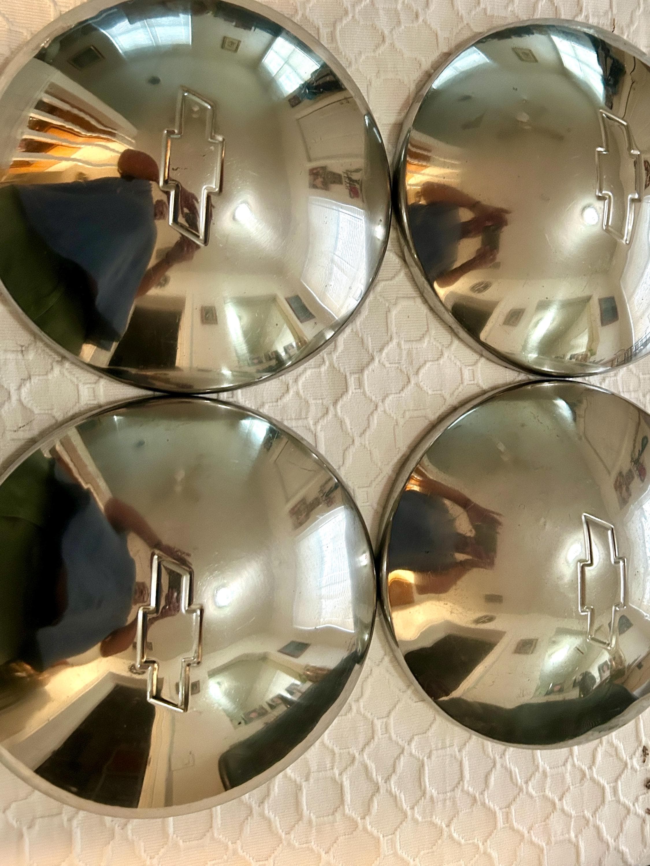 Vintage Set of 4 Chevrolet Dog Dish Poverty Hubcaps Clear Bow Tie ...