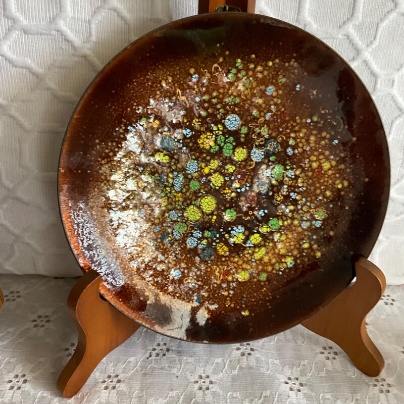 Enamel Mid Century Copper Plate - Etsy