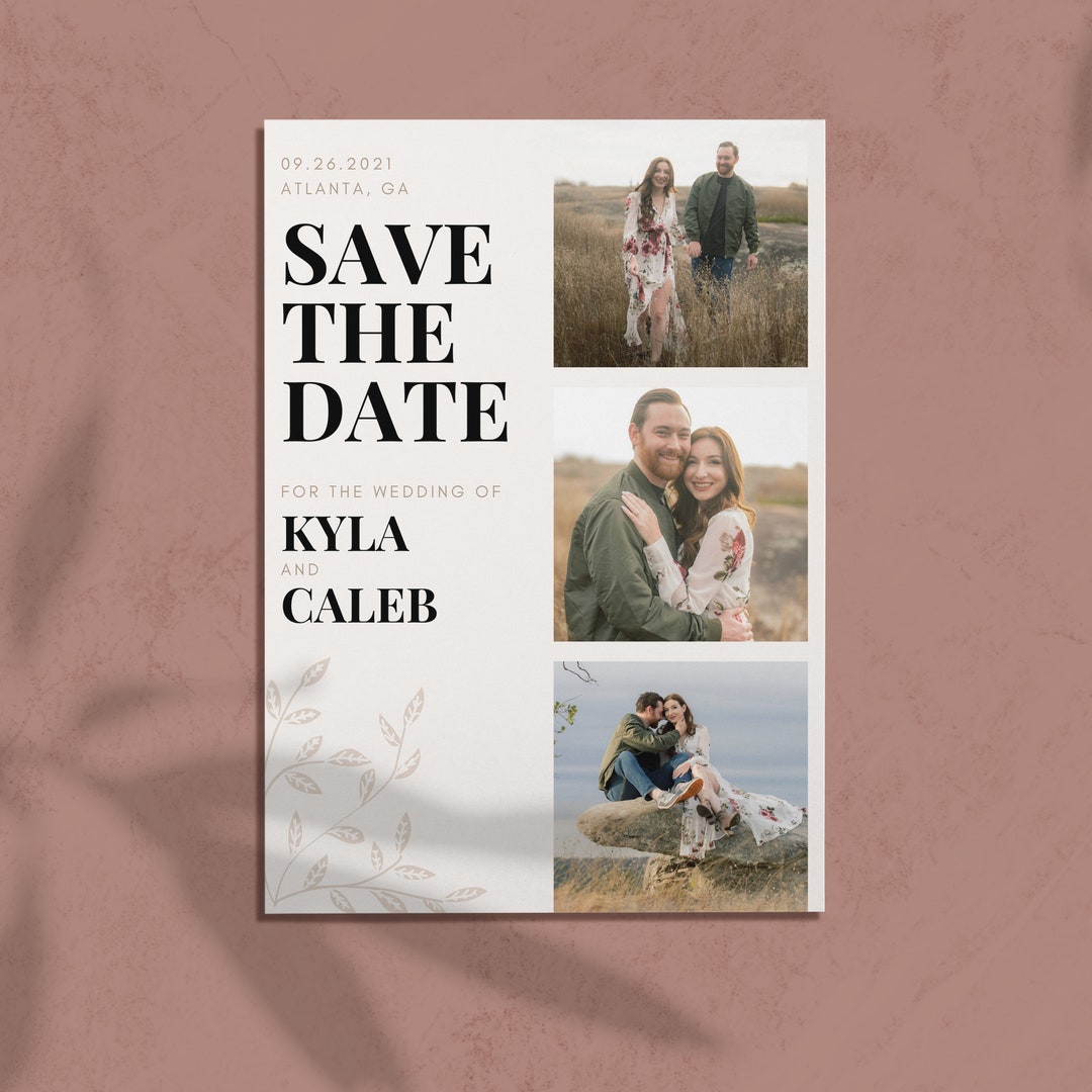 EDITABLE Three Photo Save the Date - Etsy