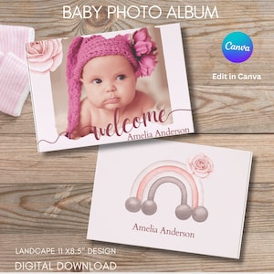 Pink Baby Photo Album Template Canva, Photographers Baby Photo Book ...