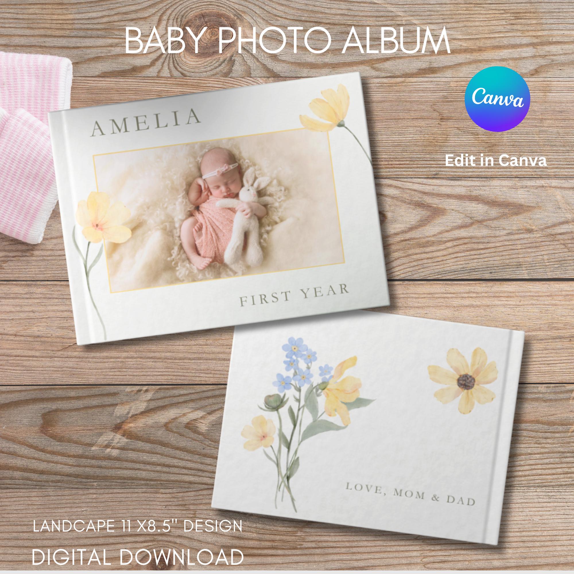 Baby Photo Album Template Canva, Photographers Baby Photo Book, First ...