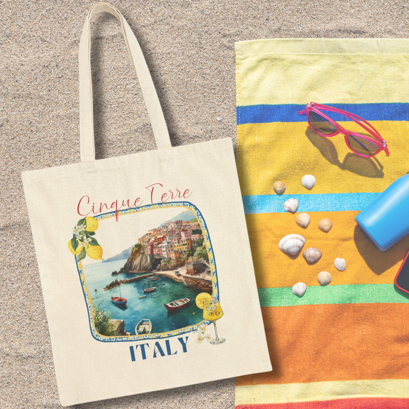 Cinque Terre Italy Tote Bag, Riomaggiore Travel Souvenir, Monterosso ...