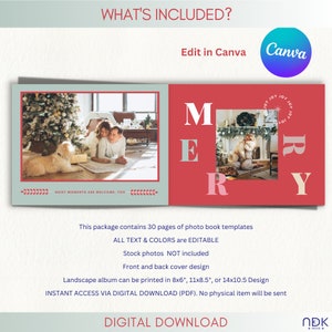 Holiday Photo Album Template Canva, Christmas Custom Photo Book, Family ...