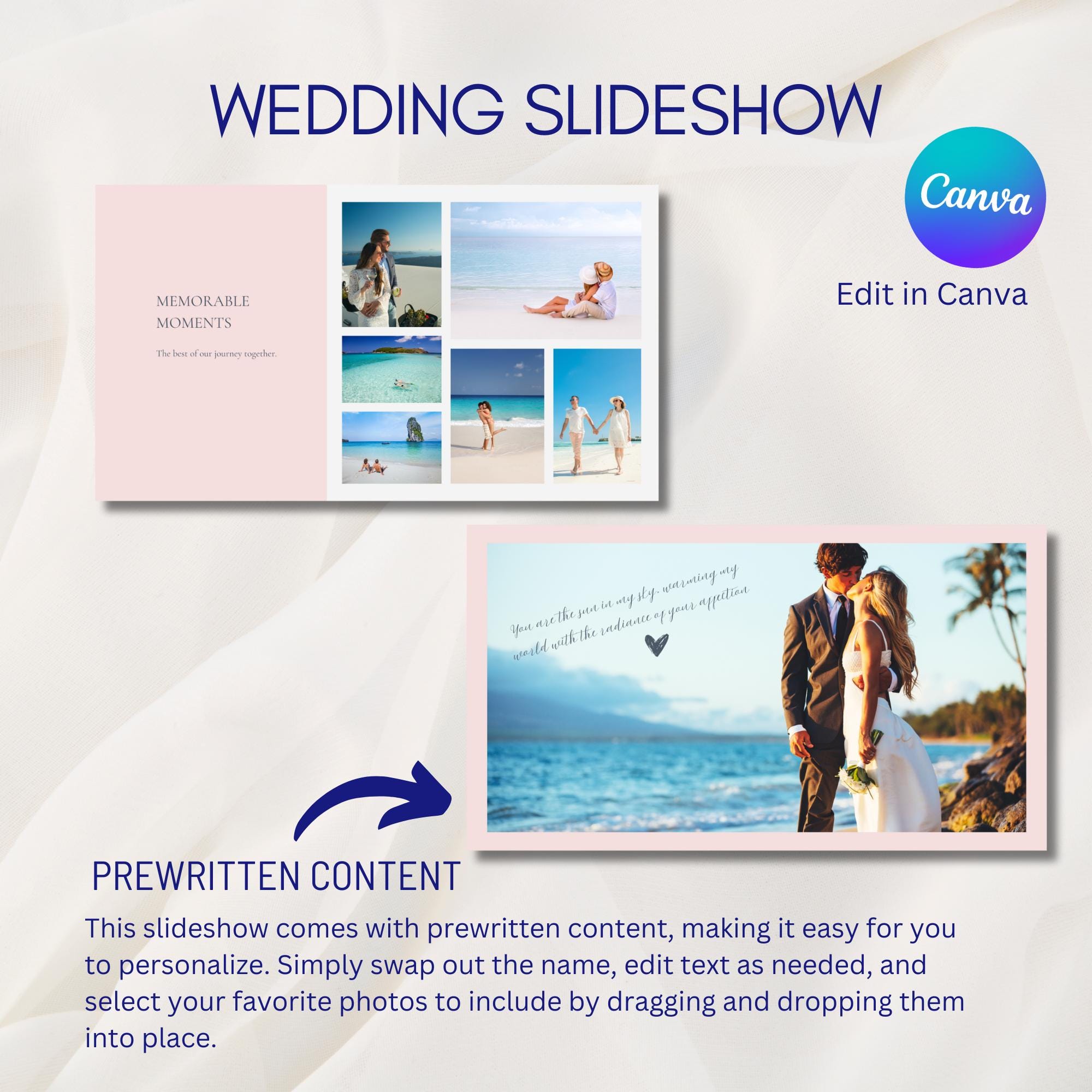 Pink Wedding Slideshow Template Canva, Elegant Wedding Photo Slideshow ...