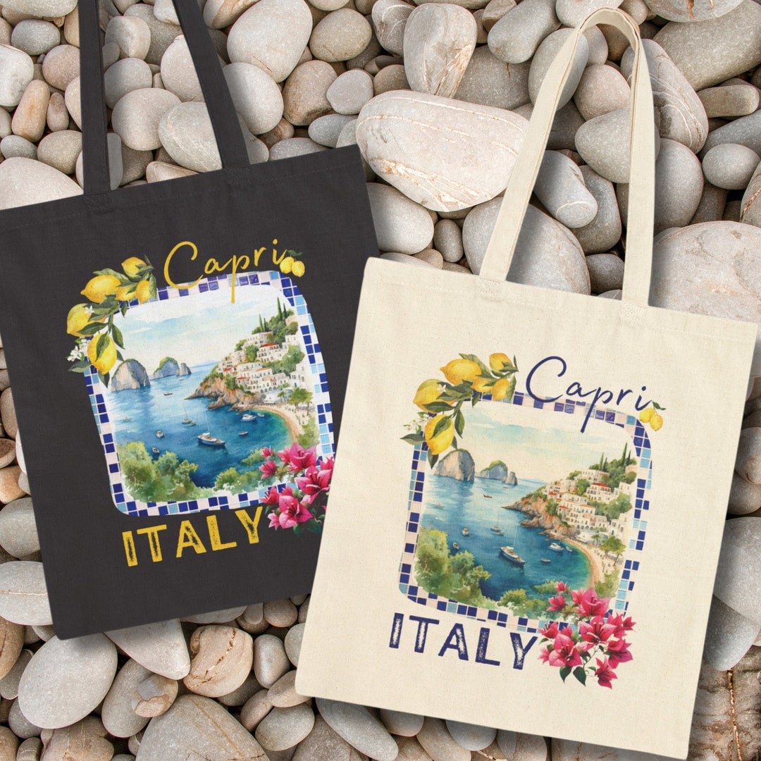 Capri Italy Tote Bag, Amalfi Travel Beach Bag, Italy Vacation Tote ...