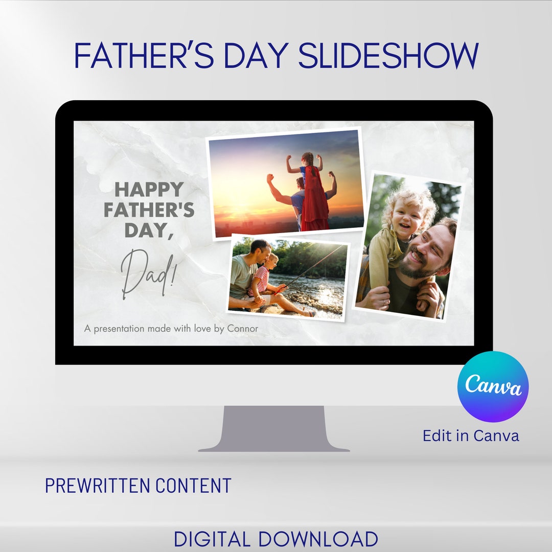 Father's Day Slideshow Template Canva, Elegant Father-daughter-son ...