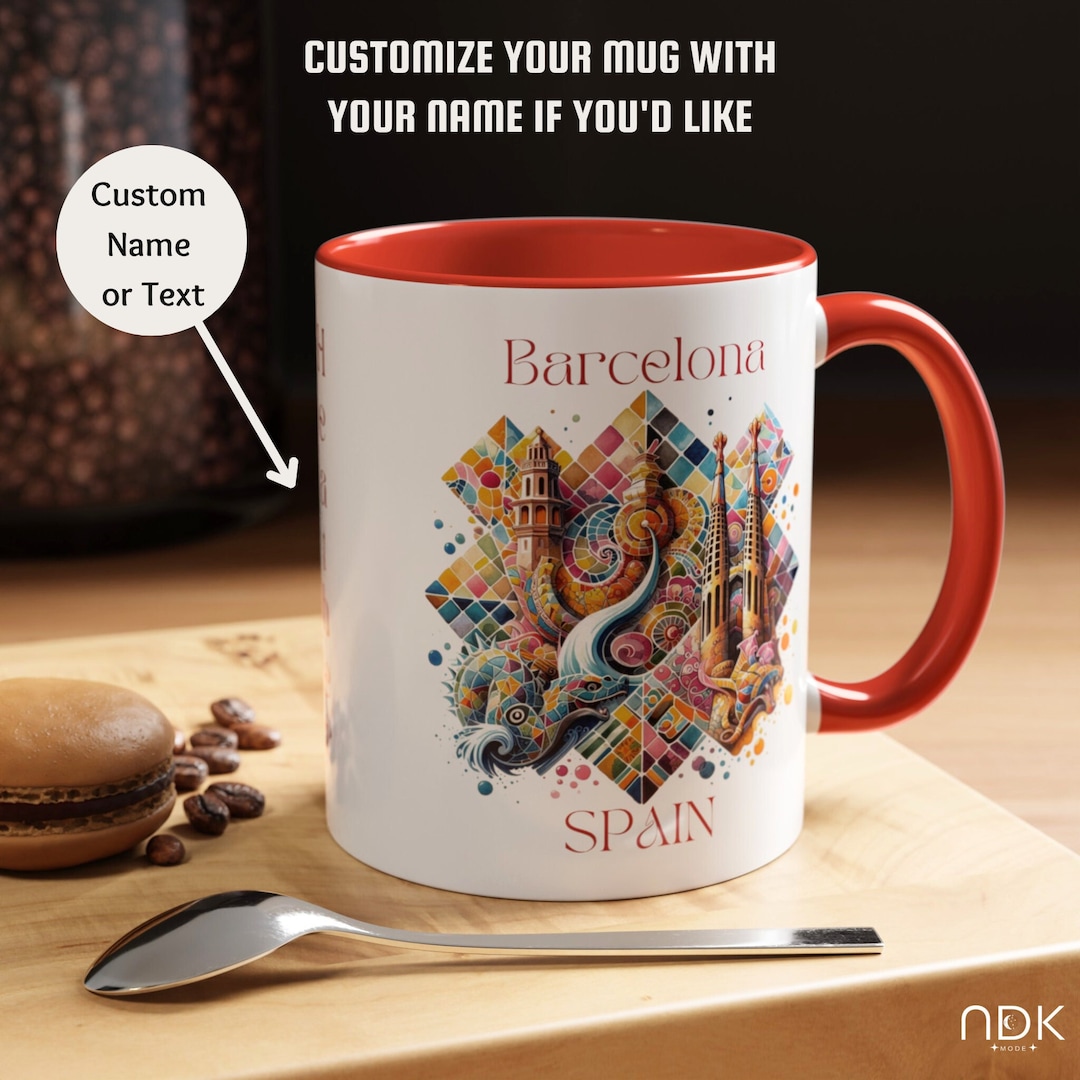 Barcelona Spain Coffee Mug Personalized, Park Guell Travel Cup, La ...