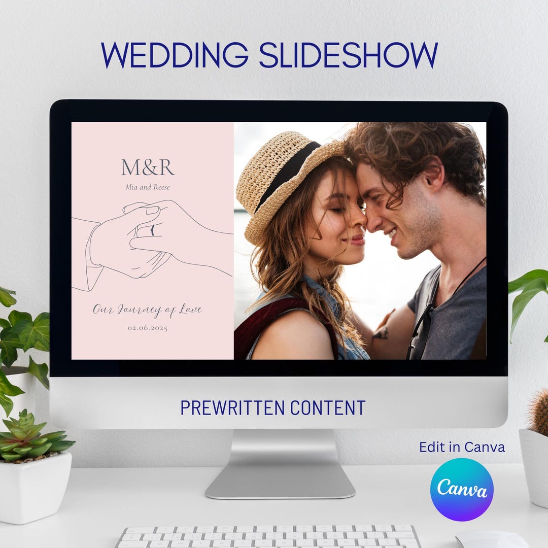 Pink Wedding Slideshow Template Canva, Elegant Wedding Photo Slideshow ...