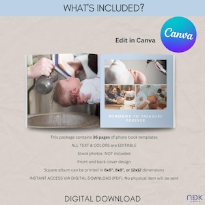 Baby Baptism Photo Album Template Canva, Baby Photo Book Template for ...