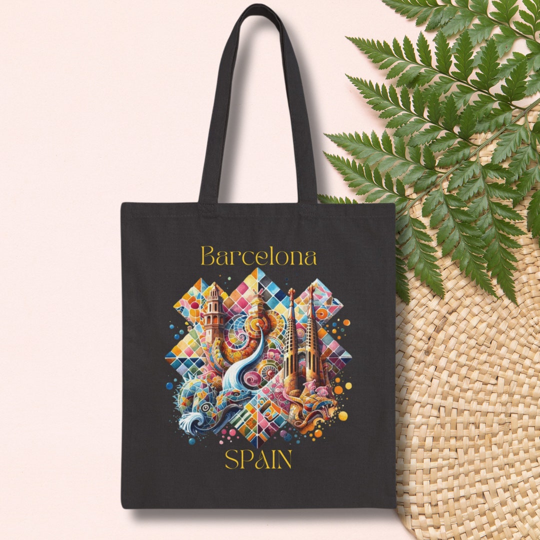 Barcelona Spain Tote, Park Guell Travel Bag, La Sagrada Gift, Spain ...