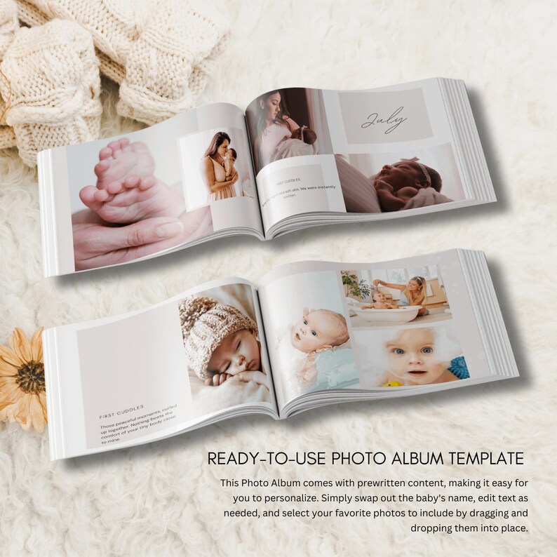 Unisex Baby Photo Album Template Canva, Photographers Baby Photo Book ...