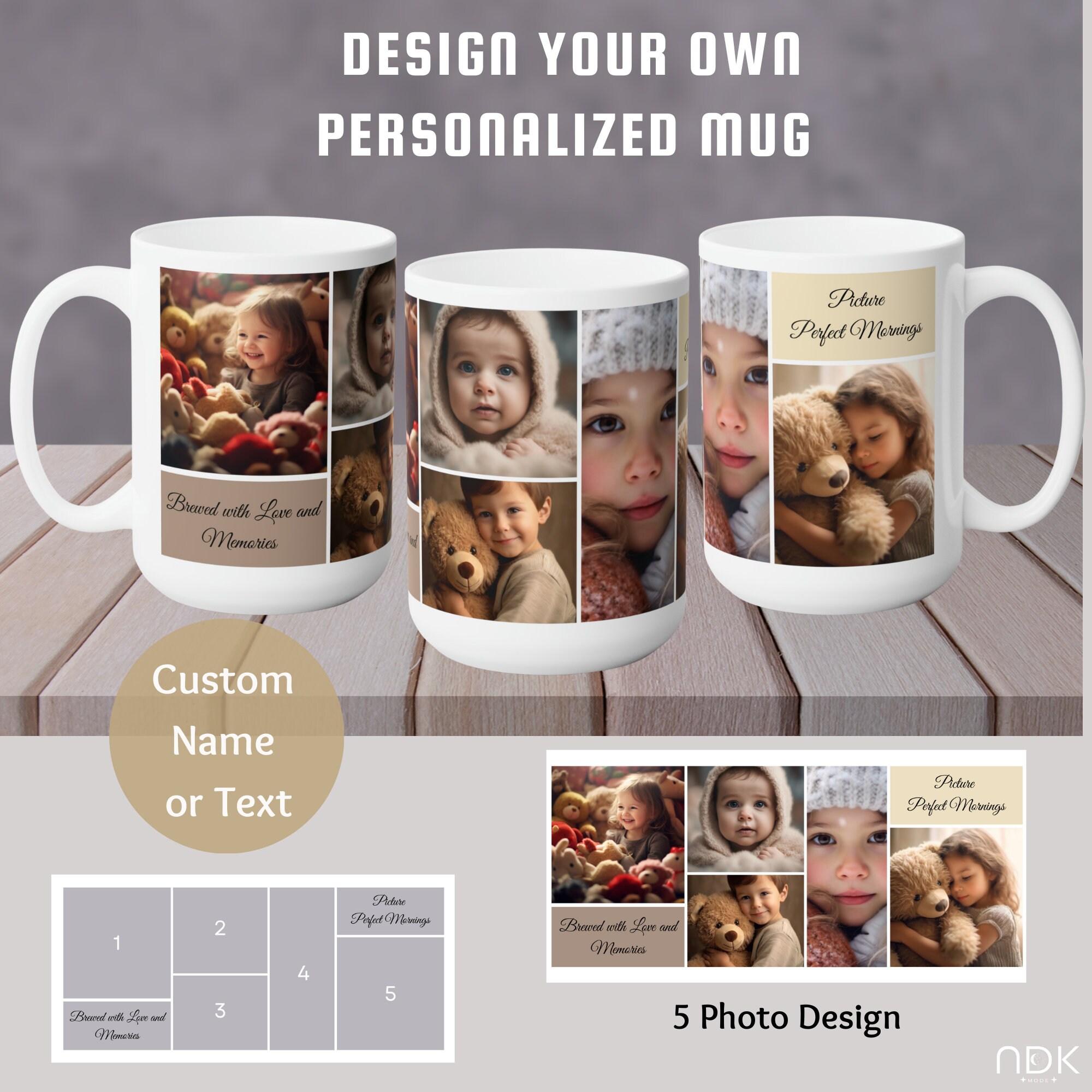 Photo Collage Mug Personalized, Custom Photo Print Mug, Collage Vision ...