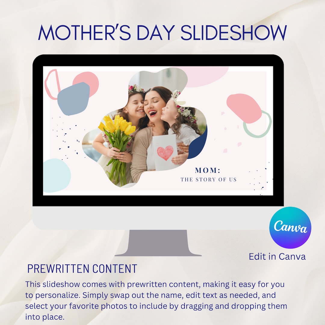 Boho Mother's Birthday Slideshow Template Canva, Elegant Mother's Day ...