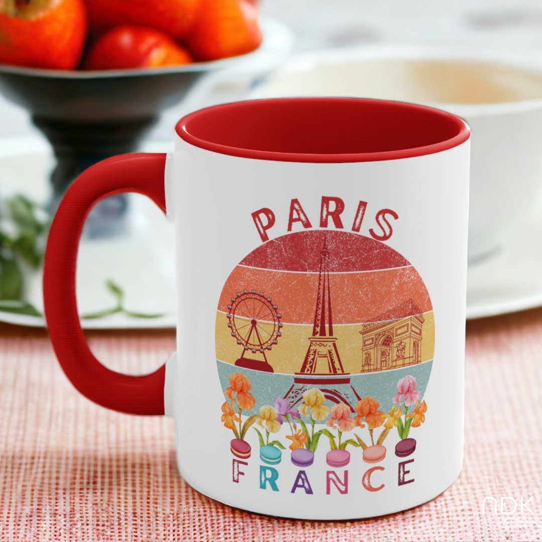 Paris Coffee Mug, Vintage France Macaroons Mug, Retro France Travel Mug ...