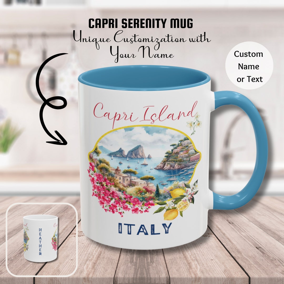 Capri Positano Italy Mug Personalized, Amalfi Travel Mug, Positano ...